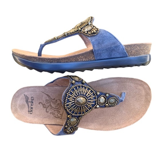 Dansko | Shoes | Dansko Pamela Blue Suede Leather Jeweled Slip On ...